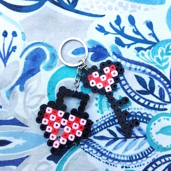 Viviana Crafty Creations | Accessories | Heart Lock And Key Perler Bead ...